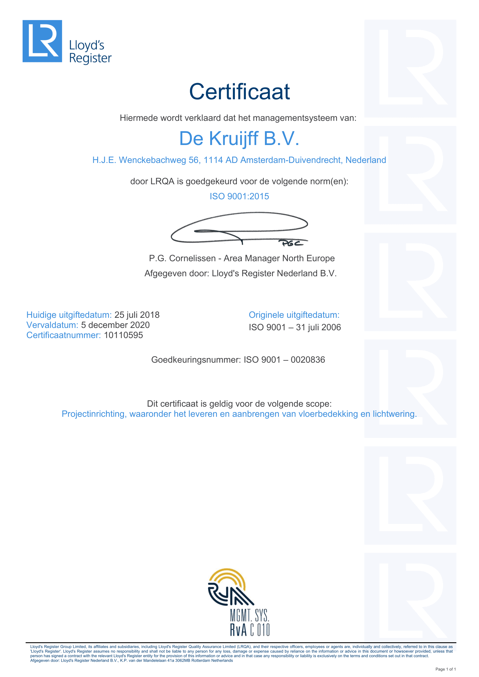 ISO Certificering - de kruijff b.v. - Projectstoffering Amsterdam